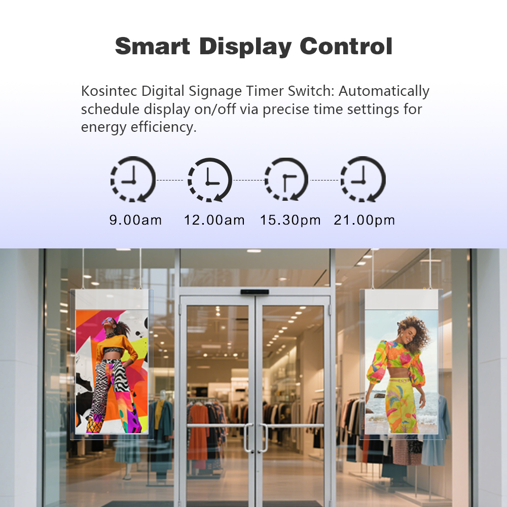 Double sided tempered glass ceiling display