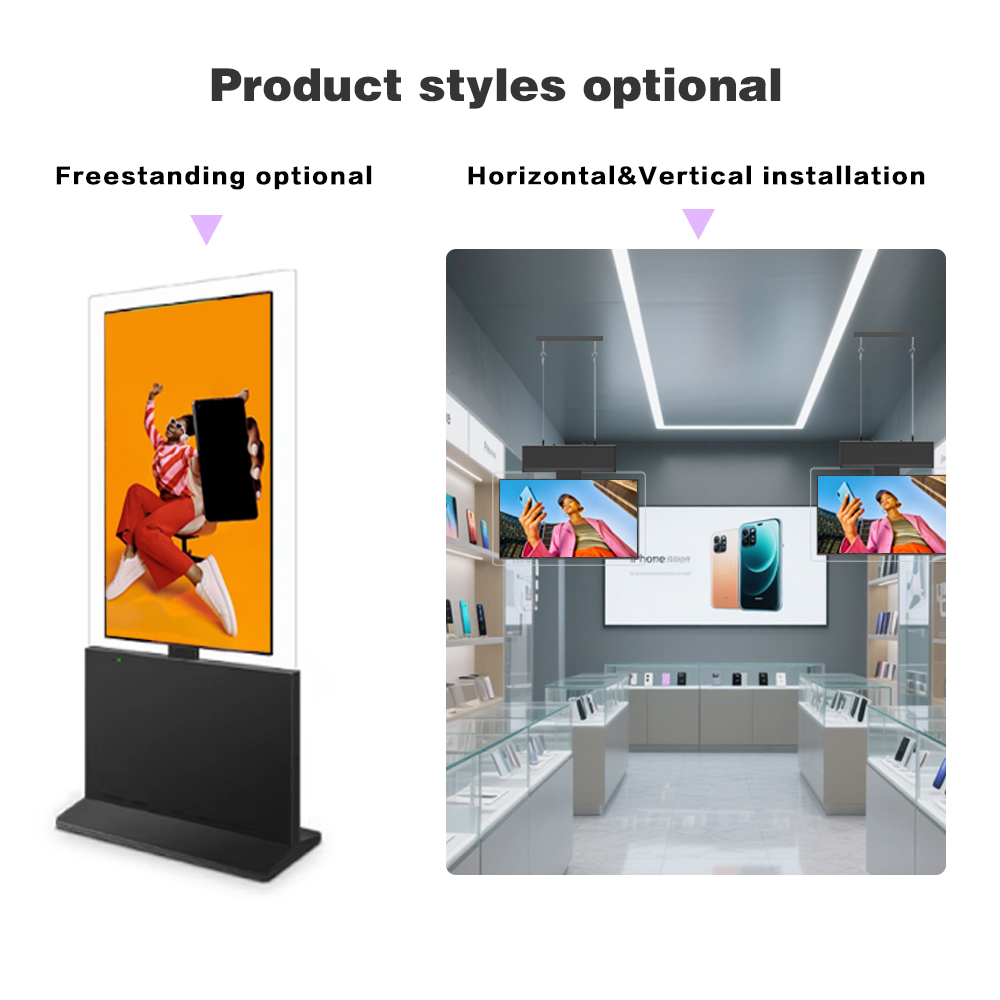 Double sided tempered glass ceiling display